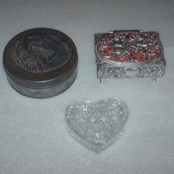 trinket boxes | Jewelry | Lot Of 3 Vintage Jewelry Trinket Boxes | Poshmark